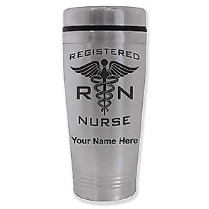 LaserGram 16oz Commuter Mug, RN Registered Nurse, Personalized Engraving Included