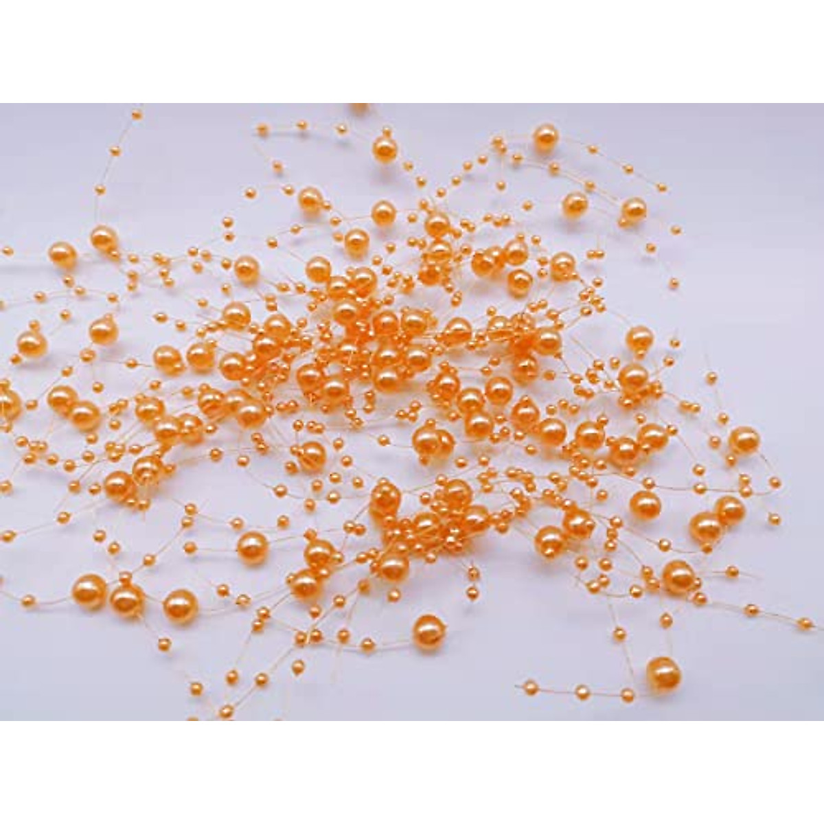 NC 50 Pieces Floating Candles Artificial Pearl String 6 Inch Pearl String Filler Vase Fillers for Floating Candles Centerpiece Dinning Table Party Home Bridal Bouquet Centerpiece (Rose Gold)