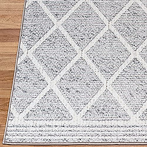 ReaLife Machine Washable Rug - Stain Resistant - Eco-Friendly, Non-Slip, Family & Pet Friendly - Made from Premium Recycled Fibers - Tessa Modern Distressed Trellis - Light Gray Ivory, 2'6" x 6'