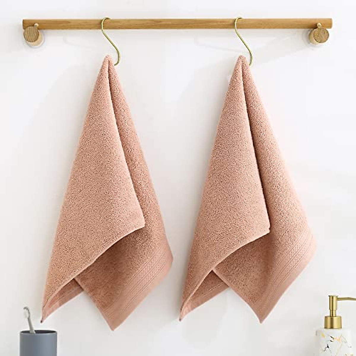 sense gnosis Pink Hand Towels Set of 2 100% Terry Cotton Towel Super Soft Highly Absorbent Decorative Hand Towels for Bathroom 13" X 29"