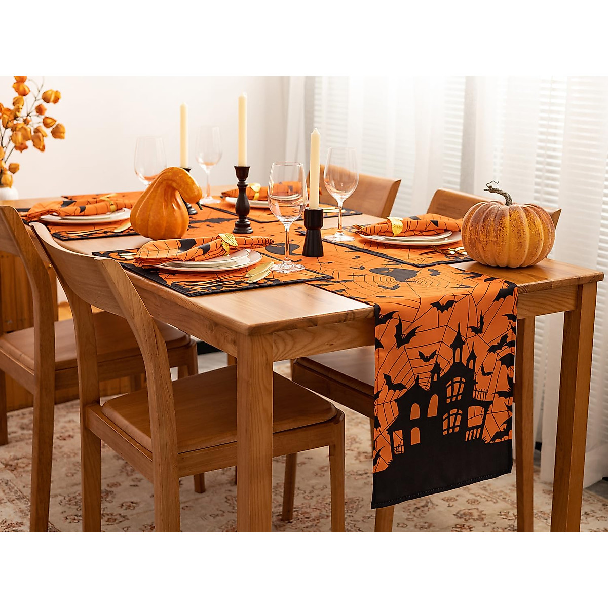 YiHomer Halloween Silhouettes Tabletop for Halloween Decorations, Dinner Parties and Scary Movie Nights, Horror Night, Tablecloth, 60 x 84 Rectangle