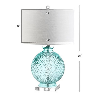 JONATHAN Y JYL2003A Estelle 26" Glass and Crystal LED Table Lamp Coastal Contemporary Bedside Desk Nightstand Lamp for Bedroom Living Room Office College Bookcase LED Bulb Included, Aqua/Clear