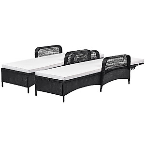 Merax Patio Furniture Set, Patio Chaise Lounges, Outdoor Patio PE Rattan Wicker Chair Sun Lounger, Adjustable Backrest Seating, for Poolside, Porch and Garden (Beige, 2 Piece)