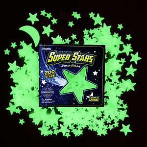 Glow in The Dark Stars; 200 Count w/ Bonus Moon, Includes Installation Putty for All of Your Glow in The Dark Stars for Ceiling, Stocking Stuffers for Kids, Baby Nursery