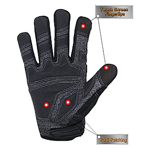 HANDLANDY Mens Work Gloves Cut Resistant Level 3 Mechanics Gloves, Tear & Abrasion Resistant Safety Gloves for Work (Large)