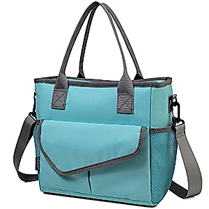 VASCHY Lunch Bag for Women, Ladies Fashion Insulated Lunch Box Tote Bag for Work School Office w Shoulder Strap Turquoise