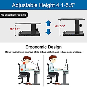 AQQEF Monitor Stand, Height Adjustable Computer Monitor Riser for Desk, Ergonomic Desktop Monitor Stand for Laptop, Computer, iMac (Metal -with USB HUB & Charger)