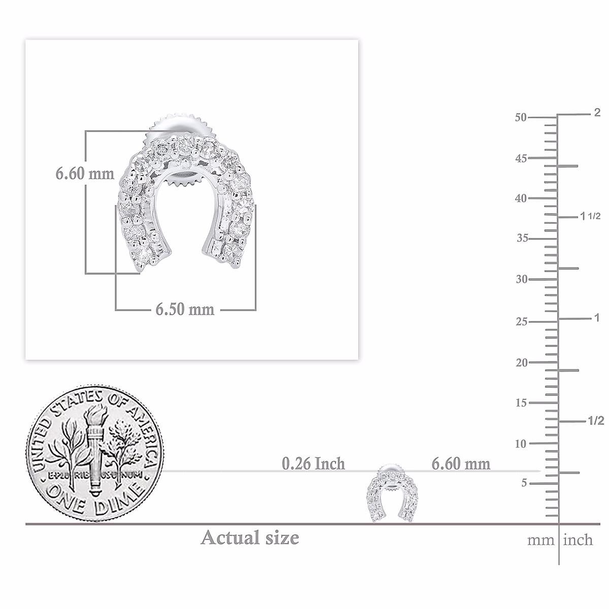 Dazzlingrock Collection 0.15 Carat (ctw) Round White Diamond Ladies Horse Shoe Earrings, 10K White Gold