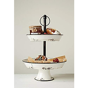 Creative Co-Op DA8538-1 2 Tier White Decorative Metal Tray