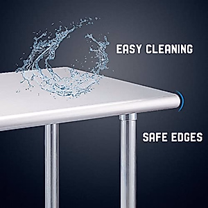 Profeeshaw Stainless Steel Table with Wheels 24x30 Inch, NSF Commercial Kitchen Prep & Work Table with Undershelf and Galvanized Legs for Restaurant, Bar, Utility Room and Garage Heavy Duty Table