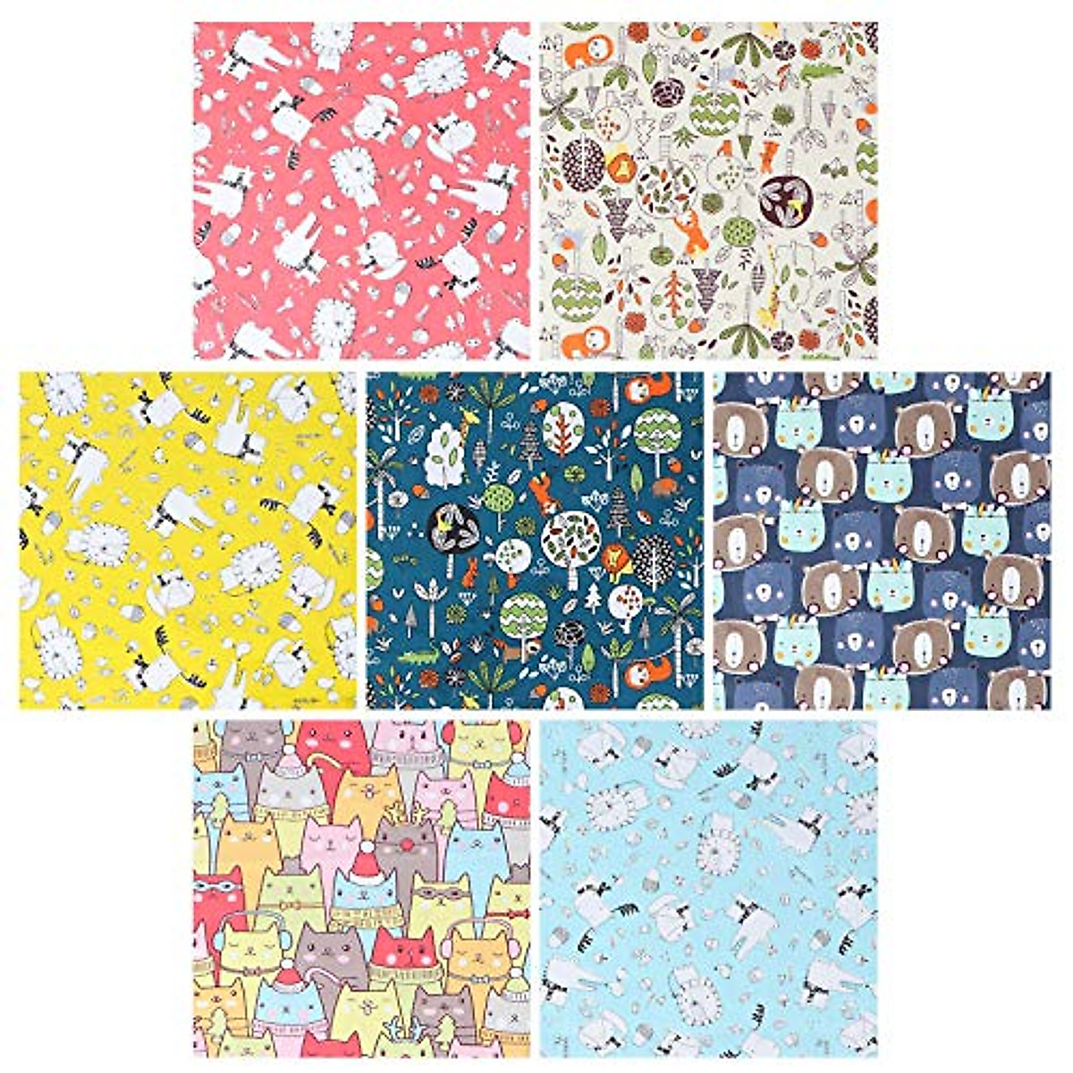 ARTIBETTER Quilting Fabric Animal Fabric Square Cotton Craft Fabric Bundle Patchwork 50x50cm Squares Quilting Sewing Patchwork Animal Print DIY Art Craft Supplies 7pcs Charisma Sheets