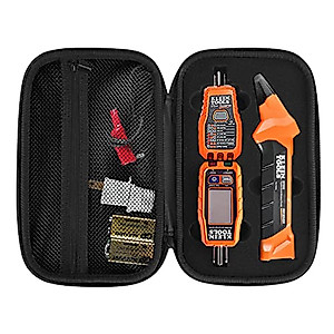 Minahao Portable Case Compatible with Klein Tools ET310 AC Circuit Breaker Finder/RT250 Integrated GFCI Receptacle Tester/80041 Outlet Repair Tool Kit,with mesh Pockets for Accessories.(Case Only)