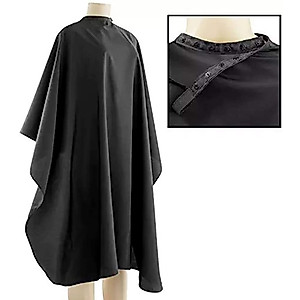 Black Waterproof Hair Salon Cape Professional Barber Cape with Metal Snap Closure Hair Cutting Cape (Black-5 Pack)