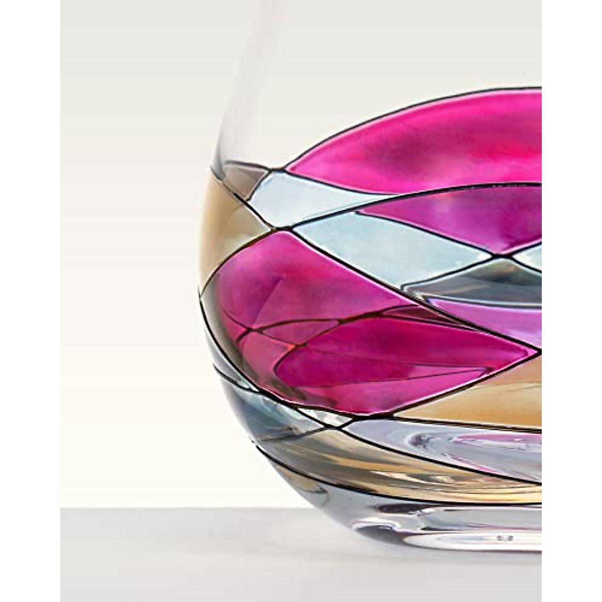 Antoni Barcelona Stemless Balloon Wine Glasses Set of 2 (21.5 Oz) – EXCLUSIVE BOX -Handblown & Handmade, Painted Red Wine Glass, Gifts for Women, Birthdays, Anniversaries, and Weddings - 2 Unit