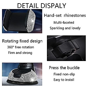 LYCARESUN Bling Car Phone Holder, 360°[Adjustable & Stable] Crystal Universal Phone Mount for Car, Windshield Dashboard Air Vent Car Stand Phone Holder, Mini Car Accessories for Women Girl (White)