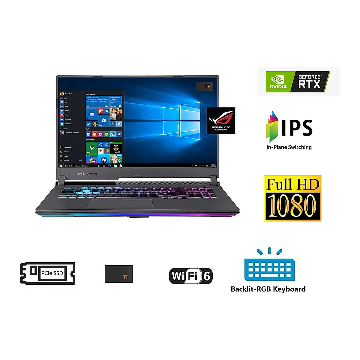 Asus 2022 New ROG Strix Premium Gaming Laptop: 17.3" FHD 144Hz IPS Display, AMD Gaming 8-Core Ryzen 9-5900HX, 32GB RAM, 1TB SSD, 4GB GeForce RTX 3050Ti, WiFi-6, Backlit-KYB, USB-C, Win10H, TF