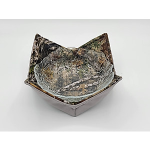 Camouflage Microwave Bowl Cozy Camo Reversible Microwaveable Potholder Timber Oak Leaf Bowl Buddy Hunt Lodge Man Cave Country Cabin Real Tree Manly Kitchen Linens Handmade Guy Gifts Under 10