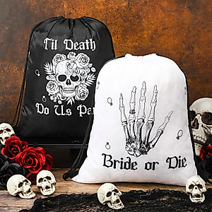 Amylove 7 Pcs Bride or Die Bachelorette Party Drawstring Bags Till Death Do Us Bags Bachelorette Party Supplies Drawstring Backpacks for Bridal Shower Wedding Party Bridesmaids Supplies Gift Bag