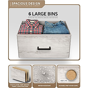 Sorbus Dresser with 6 Faux Wood Drawers - Chest Organizer Unit with Steel Frame Wood Top & Handle Easy Pull Fabric Bins for Clothes - Storage Furniture for Bedroom, Hallway, Living Room & Closet