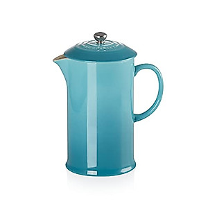 Le Creuset Stoneware Cafetiere with Metal Press, 750 ml-Teal, Ceramic, 17 x 11 x 22 cm