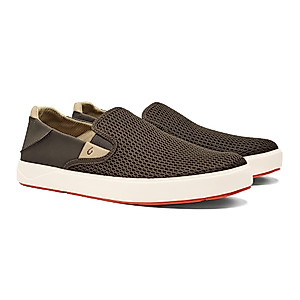 OLUKAI Lae'ahi Men's Slip On Sneakers, Lightweight Barefoot Feel & Breathable Mesh, Water Resistant Heel & Wet Grip Rubber Soles, Removable Gel Insert, Kona/Kona, 10.5