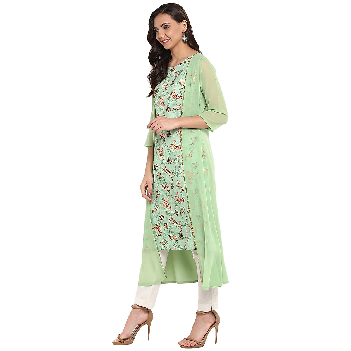 Janasya Kurta for Women Green