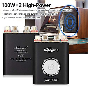 Nobsound NS-20G 200W Mini Bluetooth 5.0 Power Amplifier 2.0 Channel Wireless Receiver Hi-Fi DSP Stereo Headphone Audio Amp LED Display