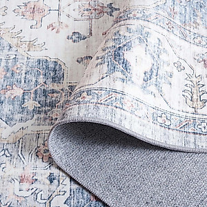 SAFAVIEH Arizona Collection Area Rug - 8' x 10', Light Blue & Ivory, Traditional Design, Washable & Slip Resistant, Ideal for High Traffic Areas in Living Room, Bedroom & Dining Room (ARZ517L-8)