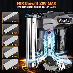 18GA Cordless Brad Nailer for Dewalt 20V MAX Battery: Electric Brad Nail Gun with 1000pcs 18 Gauge Nails for Upholstery Woodworking - Brushless - 5/8 to 1-1/4 Inch - Tool Only (Gray)