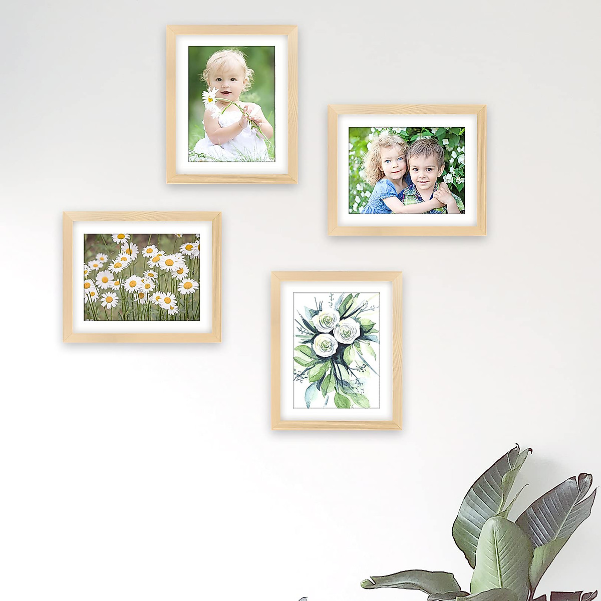 8x10 Grain Picture Frames Nature Solid Wood 6 Pack for Wall Mounting and Tabletop Display