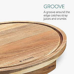 Navaris Corner Countertop Cutting Board - 12.6" x 16.5" Acacia Wood Round Cutting Board - Space Saving Chopping Board for Kitchen Counter Corners