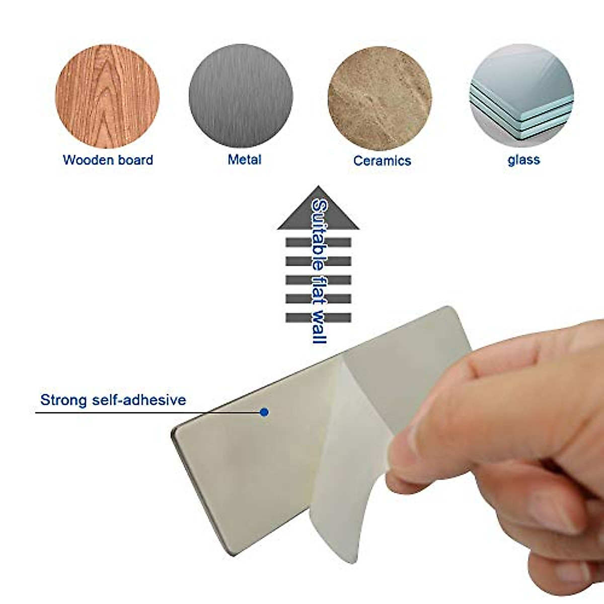 mxtechnic Wall Mounted Coat Hook Rail Self Adhesive Stainless Steel Hanging Hooks Rack Hallway Kitchen Storage Organizer