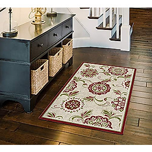 Brumlow MILLS Samara Home Indoor Area Rug with Traditional Floral Print Pattern for Living Room Decor, Dining Room, Kitchen Rug, or Bedroom Carpet, 30" x 46", Red