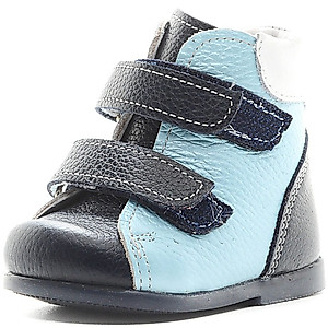 Skorohod Orthopedic Boots 15-141-2 First Step for Boys and Girls Genuine Leather - High Sole - 2 Fasteners (2 Infant, Blue)