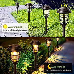 LETMY Solar Pathway Lights Outdoor, 8 Pack Bright Solar Lights Outdoor, IP66 Waterproof Auto On/Off Solar Garden Lights Solar Powered Landscape Lighting for Yard Patio Walkway Driveway Pathway - Black