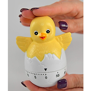 HOME-X Chick Timer, Cute Kitchen Home Decor, Useful Kitchen Gadgets, Animal Timers Mechanical Kitchen Cooking Timer Clock Loud Alarm Counters-Student Timer- 55 Minutes-3 3/4" L x 3"D