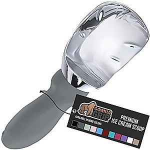 Gorilla Grip Large, Comfortable Handle, Heavy Duty Ice Cream Scoop, Professional Grade Scooper, Get Perfect Shape Scoops, Great for Spooning Frozen Hard Gelato and Sorbet, Cookie Dough, Melon, Gray
