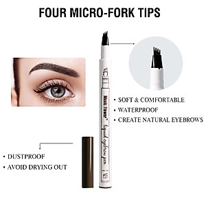 Music Flower Eyebrow Pencil, Liquid Eyebrow Pen, Waterproof Brow Pen with Micro-Fork Tip, Smudgeproof Long Lasting Fine Sketch Microblading Pen, Chestnut