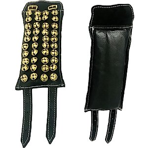 Arts Of India Ghungroo Brown Leather Pad 4 Line Ghungroo Pair (16 NO. GHUNGROO) Big Dancing Bells - FOUR LINE BROWN LEATHER PAD GHUNGROO PAIR