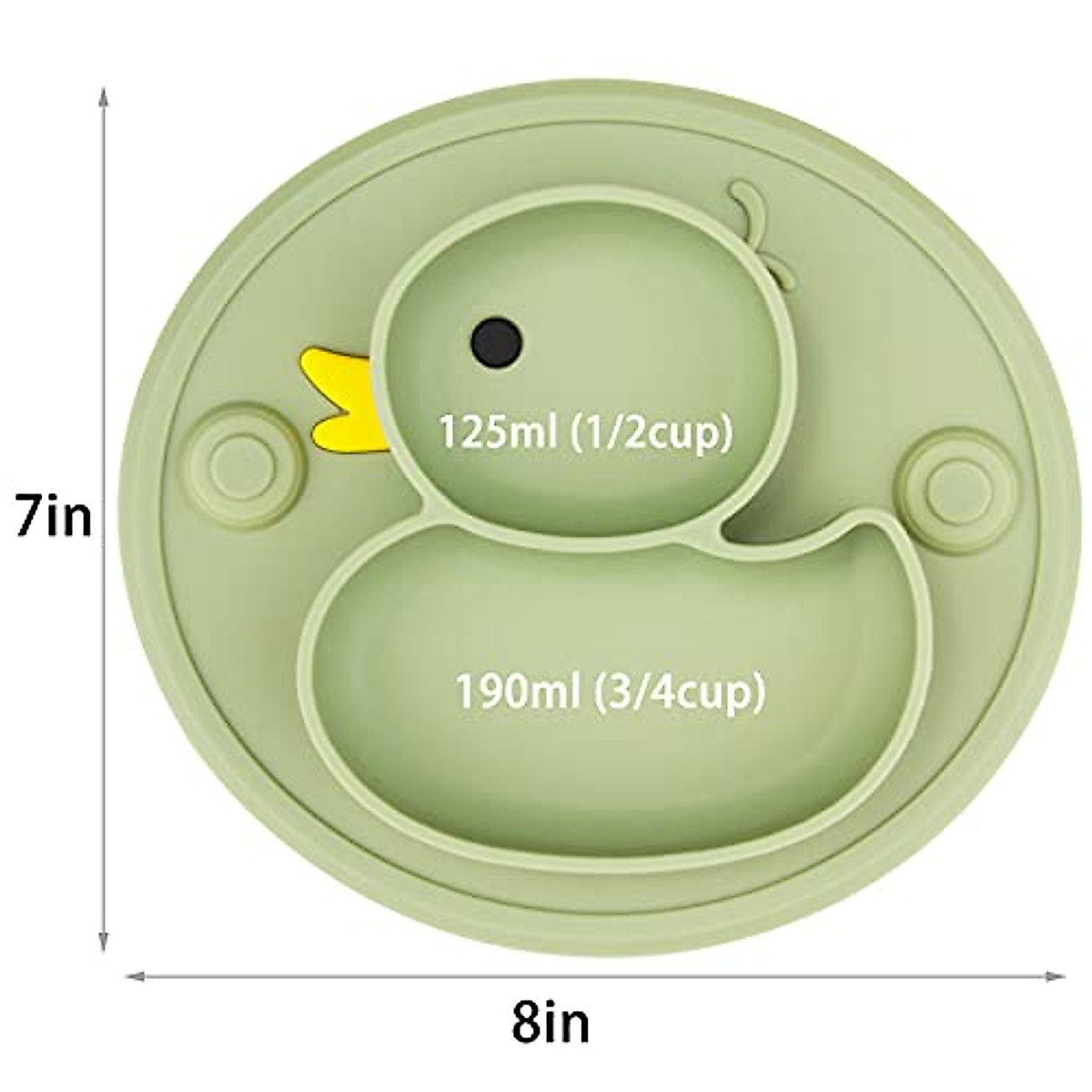 Lightening Corp Baby Plate Silicone Suction Toddler Plates, Divided Dishes for Toddler Kids, Self Feeding, BPA Free, Microwave and Dishwasher Safe (SP-21)