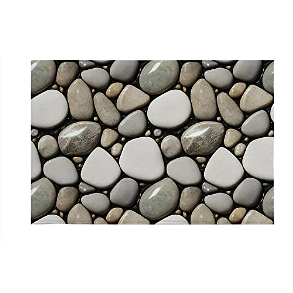 LBHAUSE Beach Black White Pebble Doormat Front Door Mat 16"x24", Absorbent Indoor Floor Mat Rubber Kitchen Rug Welcome Entrance Door Mat Living Room Bedroom Rug Modern Art Nordic Style