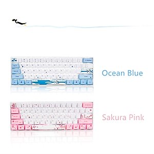 ZMX Blue Penguin 61 Mechanical Keyboard,Hot Swappable 60％Compact Mechanical 5.0Bluetooth/Type-C Wired Dual-Mode RGB Backlit Dye-Sublimation PBT Keycap Gaming Keyboard（Blue Switch）