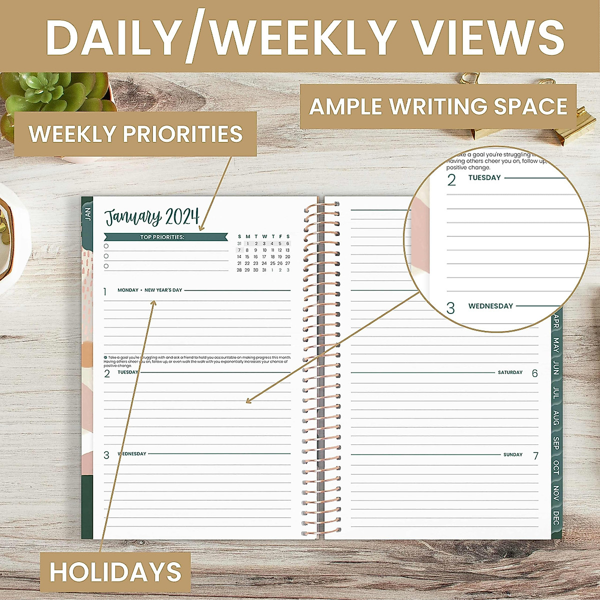 bloom daily planners 2024 Calendar Year Day Planner (January 2024 - December 2024) - 5.5” x 8.25” - Weekly/Monthly Agenda Organizer Book with Stickers & Bookmark - Make Today Count