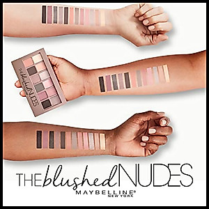 Maybelline The Blushed Nudes Eyeshadow Palette, Includes 12 Pigmented Shades and 2 Double Ended Eye Makeup Applicators, 1 Count