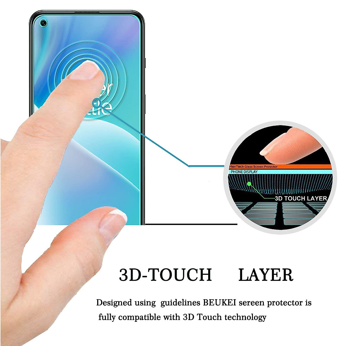 beukei (3 Pack) Compatible for OnePlus Nord CE 2 / OnePlus Nord 2T / OnePlus Nord 2 5G Screen Protector Tempered Glass,Touch Sensitive,Case Friendly, 9H Hardness