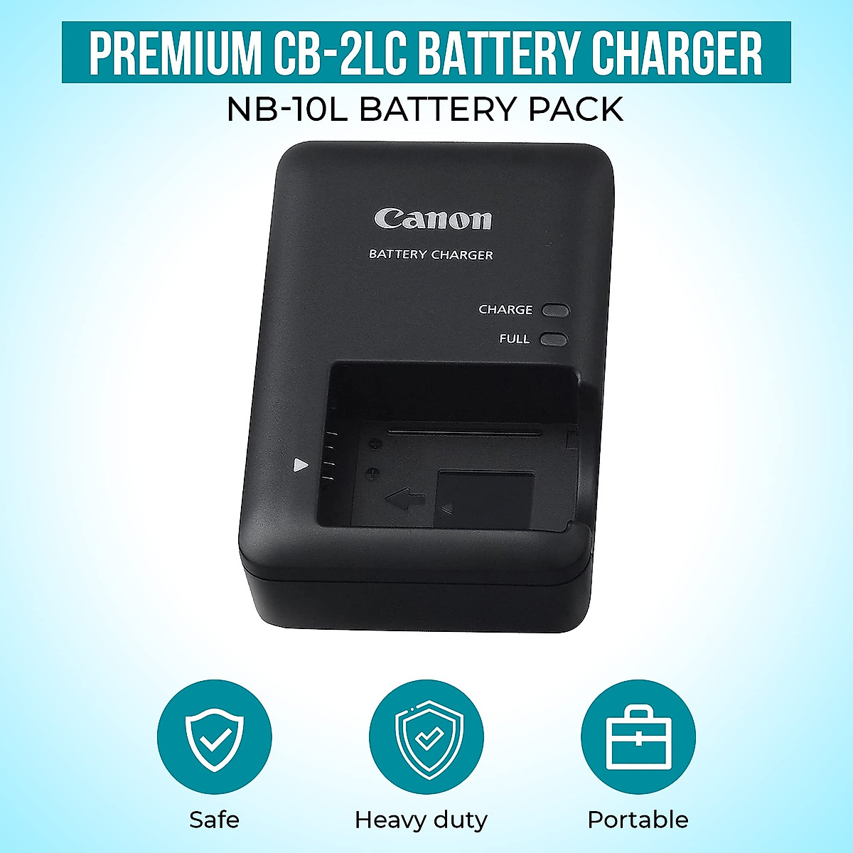 Excelshots CB-2LC Battery Charger + Professional NB-10L Li-ion Battery Pack| Battery Charger| Compatible with Canon PowerShot SX40 HS, SX50 HS, SX60 HS, G1X, G3X, G15, G16, Digital Camera