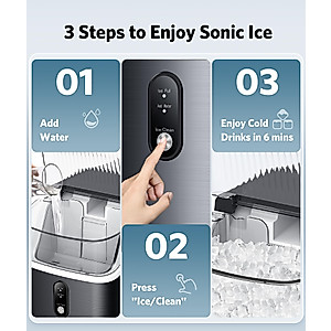 Nugget Ice Maker Countertop, Portable Crushed Pellet Ice Machine, Soft Pebble Ice Cubes in 6 Mins, 35Lbs/24H, Self Cleaning Sonic Ice Makers with One-Click Operation for Home Bar Camping RV