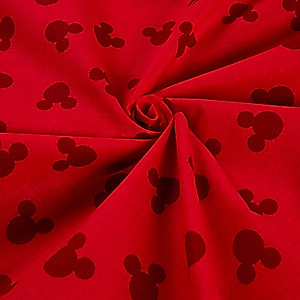Springs Creative Products Disney Mickey Cotton Tossed Mickey Head Dot Quilt Fabric, Red, Quilt Fabric By The Yard