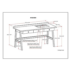 SIMPLIHOME Rylie SOLID WOOD 60 inch Wide Home Office Desk, Writing Table, Workstation, Study Table Furniture in Natural Aged Brown with 3 Drawers