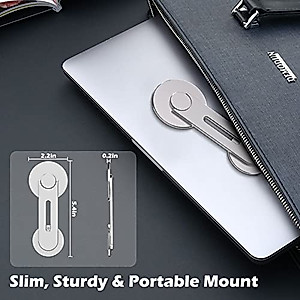 imluckies [Upgrated] Magnetic Laptop Phone Holder, 180° Adjustable Continuity Camera Mount Clip Compatible with Magsafe for iPhone 14 13 12 Series, for iOS 16 & MacBook macOS 13 Ventura, Silver